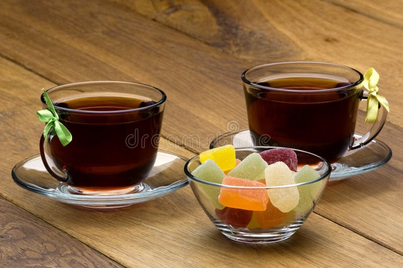 Sweets and tea stock image. Image of drink, brown, wood - 12764261