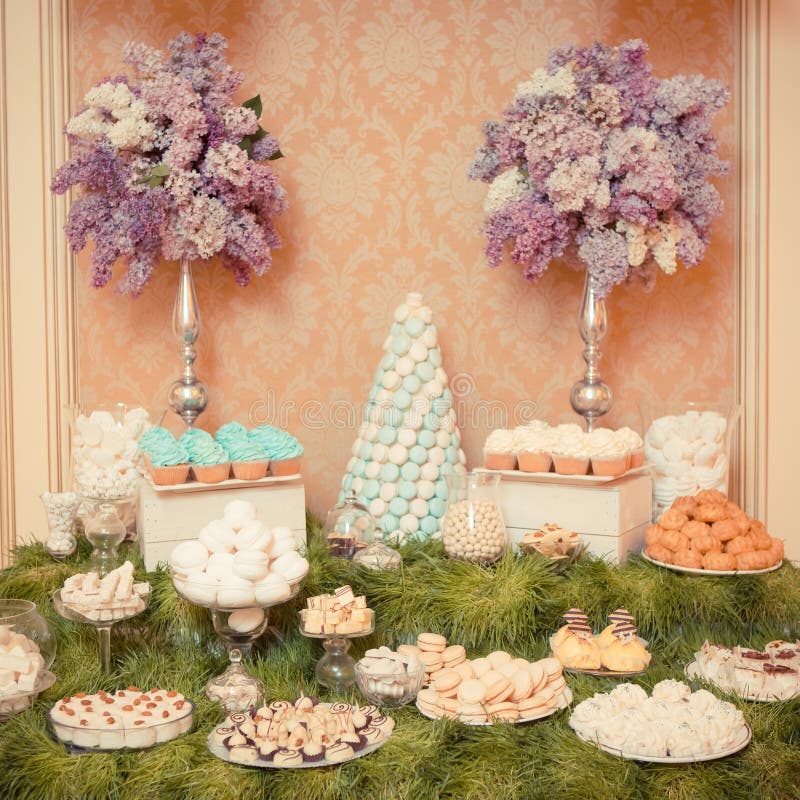 Sweets on the Wedding Table. Vintage Color Stock Photo - Image of ...