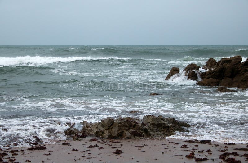 Swells Moving Towards the Beach. Stock Photo - Image of swells, green ...