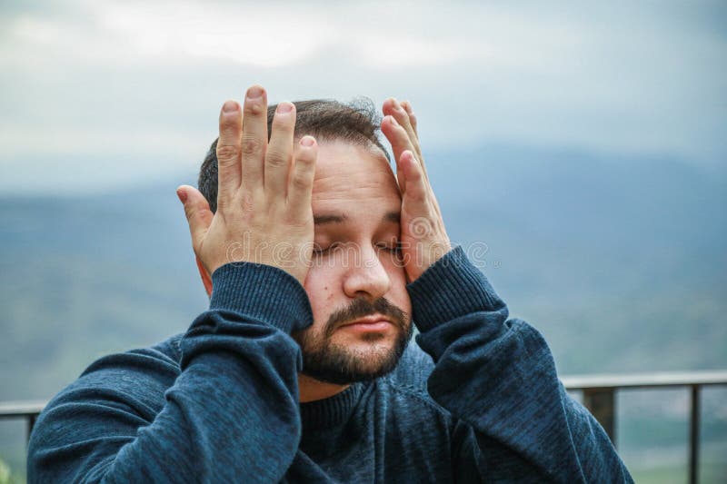 Sweltering Heat Leaves Man Drained Outdoors Stock Image - Image of ...