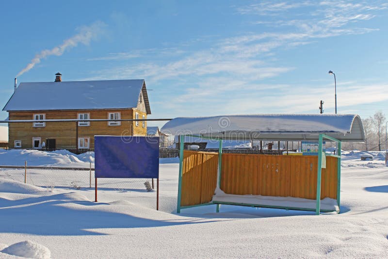 Swept snow bus stop stock photo. Image of neglected, abandoned - 64672648