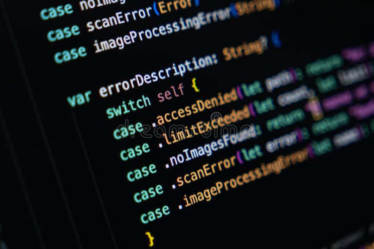 Swift Code on Screen Showing Error Enumeration with Switch Statement Logic and Return Handling ...