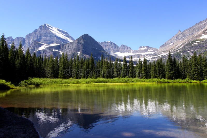 Swift Current Lake at Sunset Glacier National Park Stock Image - Image ...