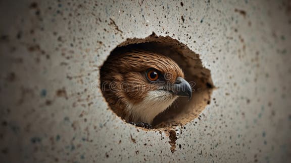 Swift Peeking from a Hole in a White Wall. Stock Illustration ...