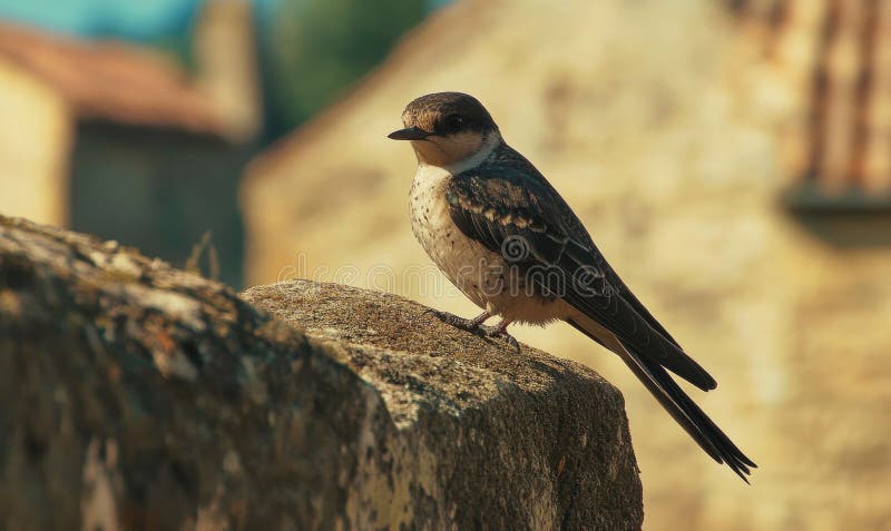 A Swift Perched on an Old Stone Wall Stock Image - Image of feather ...