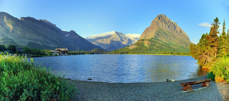 Swiftcurrent Lake in Glacier National Park Stock Photo - Image of ...