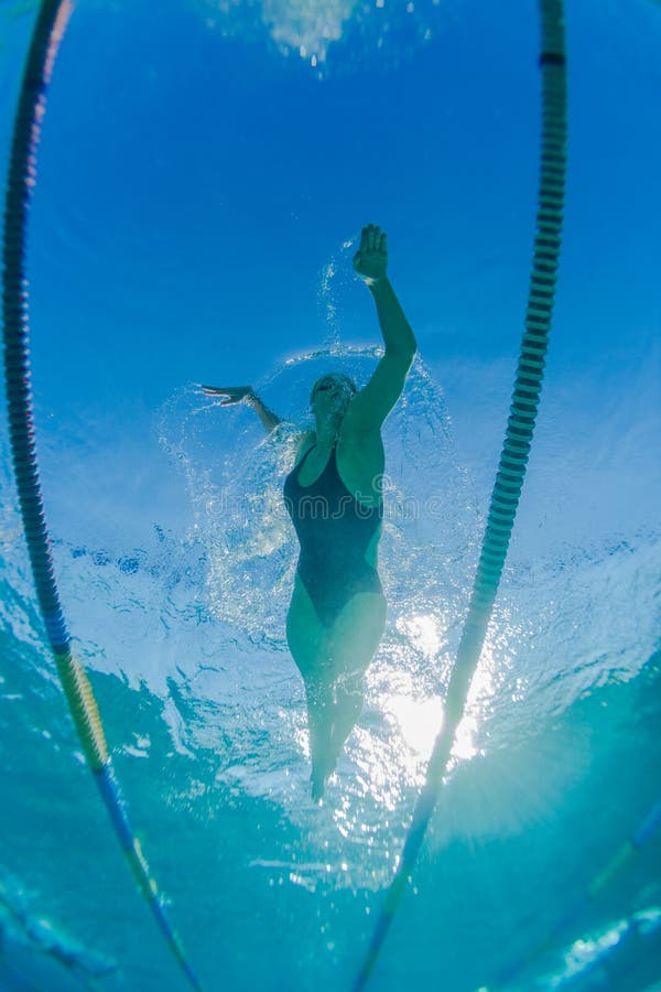 Swimming Underwater Girl Training Stock Photo - Image of training ...