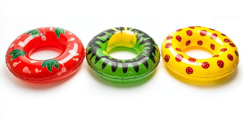 Swim Inflatable Ring or Rubber Ring Set Isolated on White Background ...