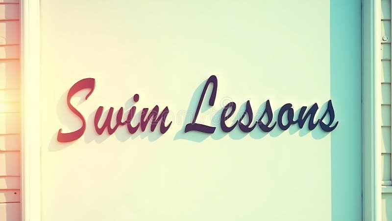 Swim Lessons Sign at a Poolside Location with Stylish Typography in ...