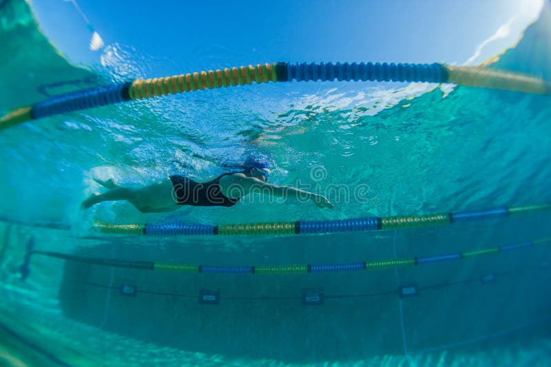 Swimming Underwater Girl Training Stock Photo - Image of training ...
