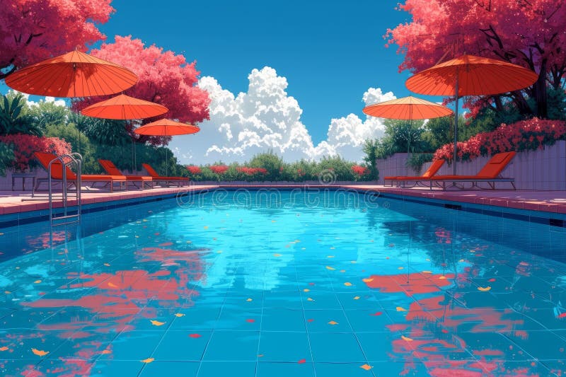 Swiming Pool Art Vibrant Pop Surrealism Stock Illustration ...