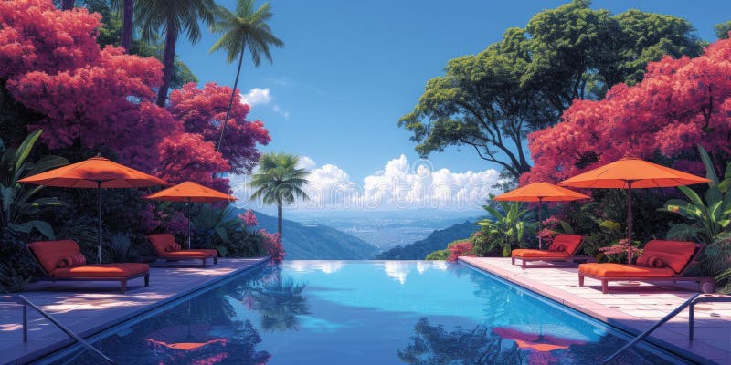 Swiming Pool Art Vibrant Pop Surrealism Stock Illustration ...