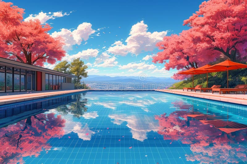 Swiming Pool Art Vibrant Pop Surrealism Stock Illustration ...