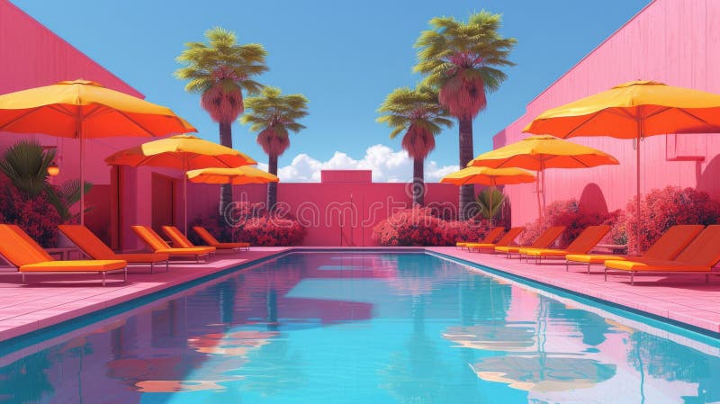 Swiming Pool Art Vibrant Pop Surrealism Stock Illustration ...