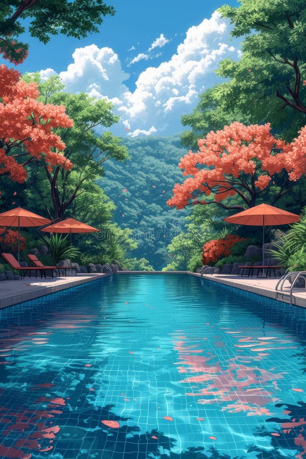 Swiming Pool Art Vibrant Pop Surrealism Stock Illustration ...