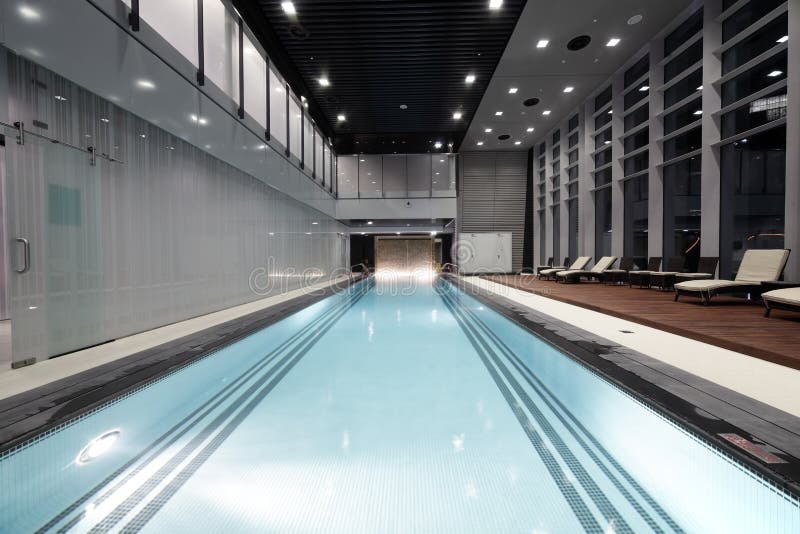 Swiming Pool Inside Building Stock Image - Image of leisure, fitness ...