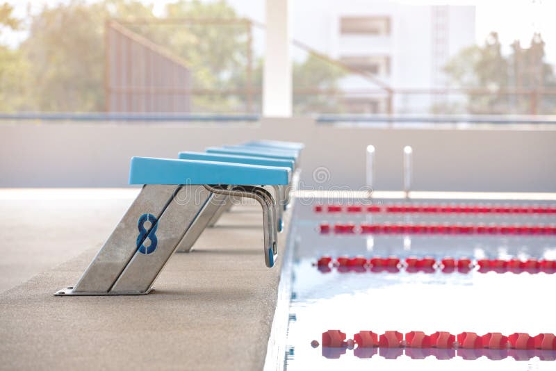 Jumping Stand Marked Number One in the First Lane Stock Photo - Image ...