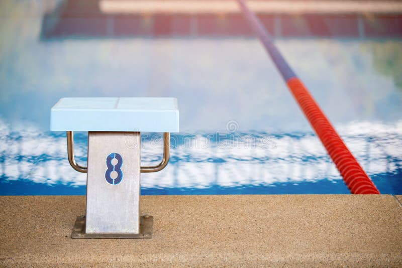 Swiming Pool and Jumping Stand Stock Photo - Image of center, little ...