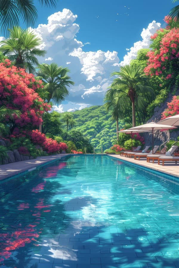 Swiming Pool Art Vibrant Pop Surrealism Stock Illustration ...