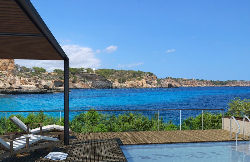 Swiming-pool with views stock photo. Image of ocean, chair - 8407802