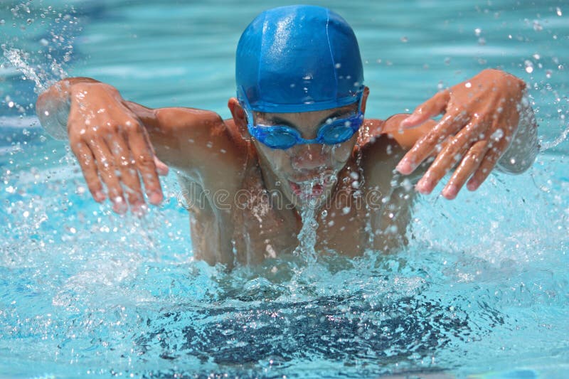 Swimmer Celebrating Victory in Pool Stock Image - Image of marker ...