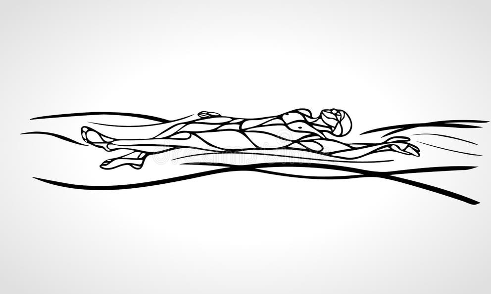 Swimmer Backstroke Vector Black Outline Silhouette Stock Vector ...