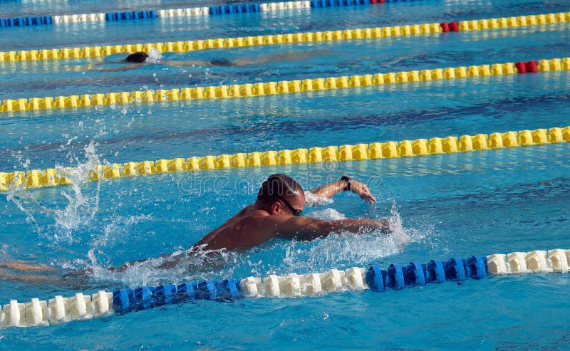 Swimmer in the Big Swimming Pool Stock Image - Image of fitness ...