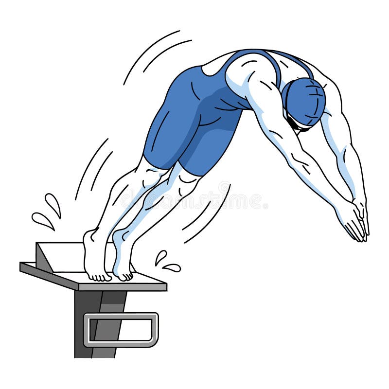 Swimmer Diving from Diving Board Stock Vector - Illustration of ...