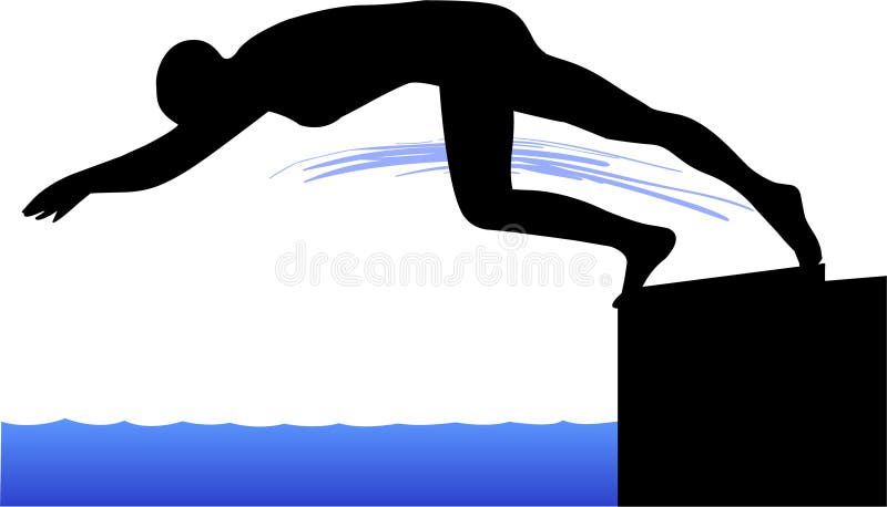 Swimmer Diving Off Starting Block Stock Illustration - Illustration of ...