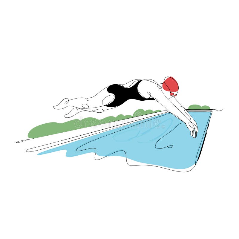 Swimmer Diving into Pool Vector Art Illustration Athletic Performance ...