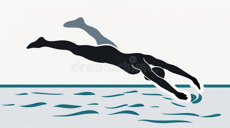 Swimmer Diving into Water: Abstract Artwork of Athletic Movement and ...