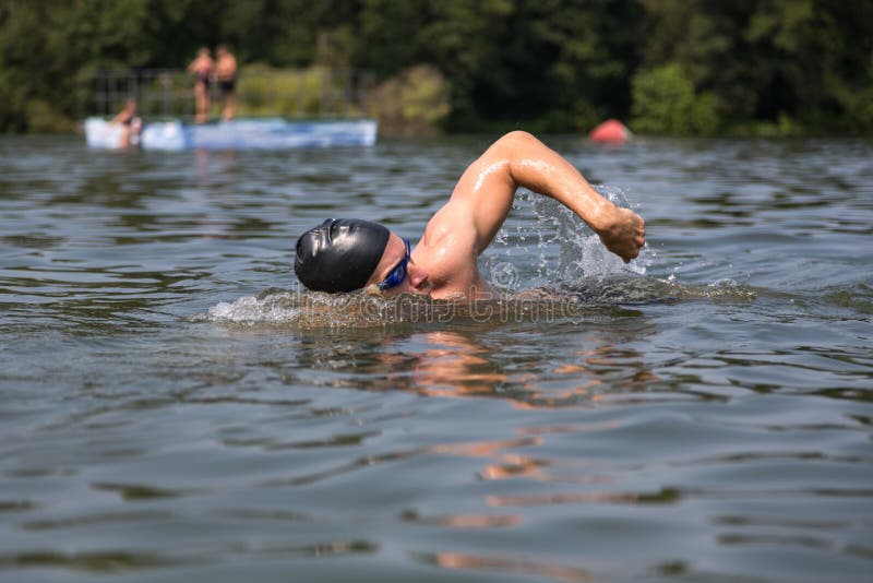 Swimmer Doing Forward Crawl Swimming Stroke Stock Photo - Image of swim ...