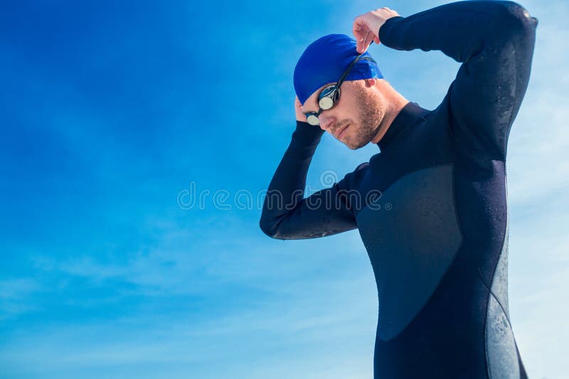 Swimmer Getting Ready at the Beach Stock Photo - Image of sporty ...