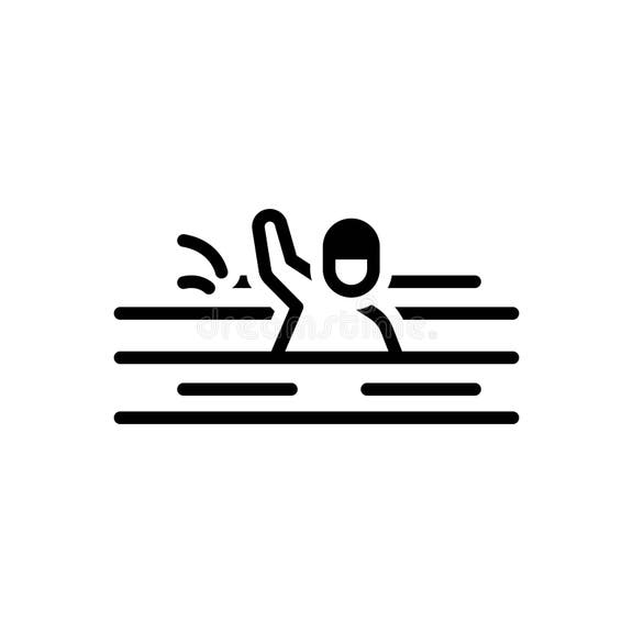 Black Solid Icon for Swimmer, Swim and Float Stock Vector ...