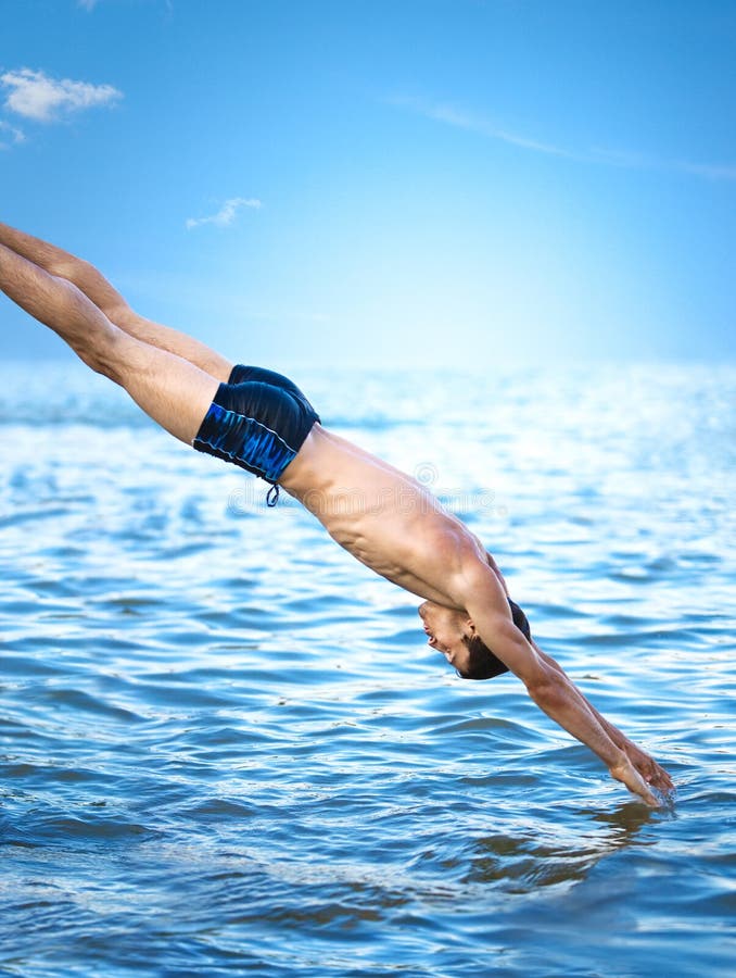 Swimmer jumping stock photo. Image of person, summer - 15113360