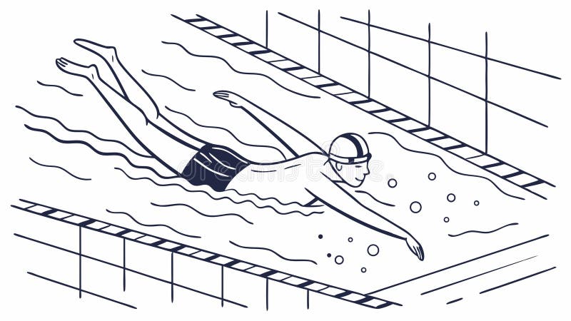 Swimmer in Pool, Active Sport and Recreation, Vector Design Generative ...