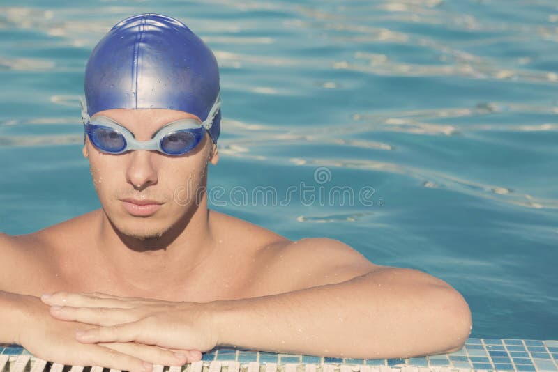 Swimmer portrait stock image. Image of focus, pool, caucasian - 70149657