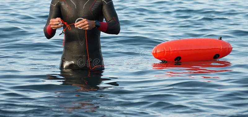 Swimmer is Preparing for Long-distance Swimming Stock Image - Image of ...