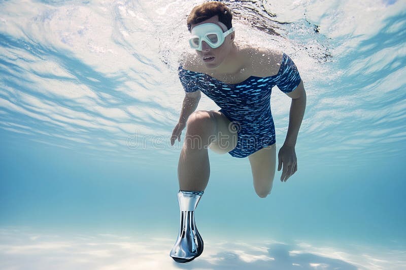 Determined Swimmer with Prosthetic Leg Trains for Competition in Clear ...