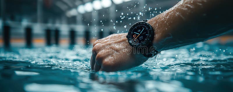 Swimmer Wearing Smartwatch Pool Splash Action Shot Stock Photos - Free ...