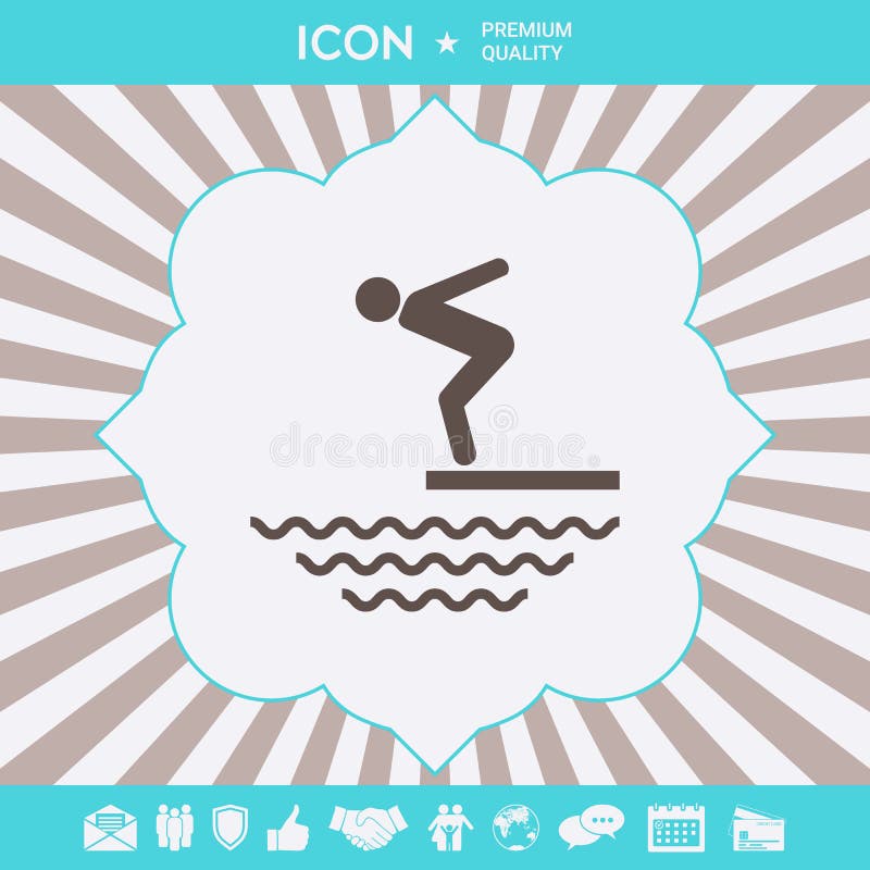 Swimmer on a Springboard, Jumping into the Water - Icon Stock ...