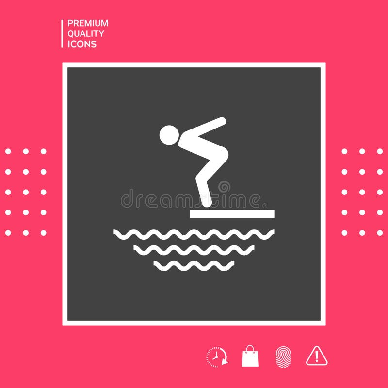 Swimmer on a Springboard, Jumping into the Water - Icon Stock Vector ...