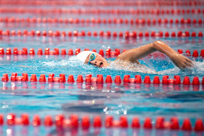 Swimmer Swims Freestyle Swimming Style in the Pool Stock Image - Image ...