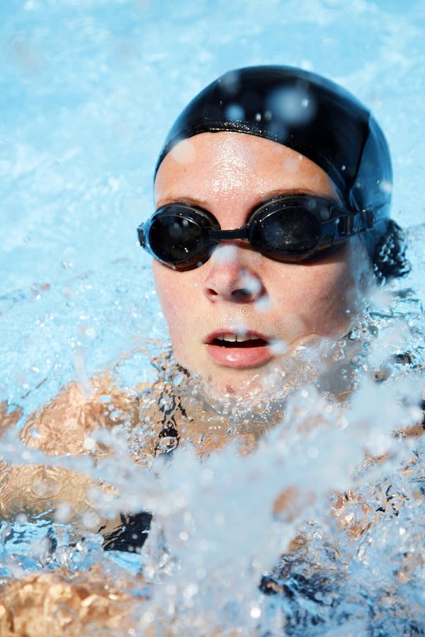 Swimmer in the Water with Spray Stock Image - Image of exertion ...