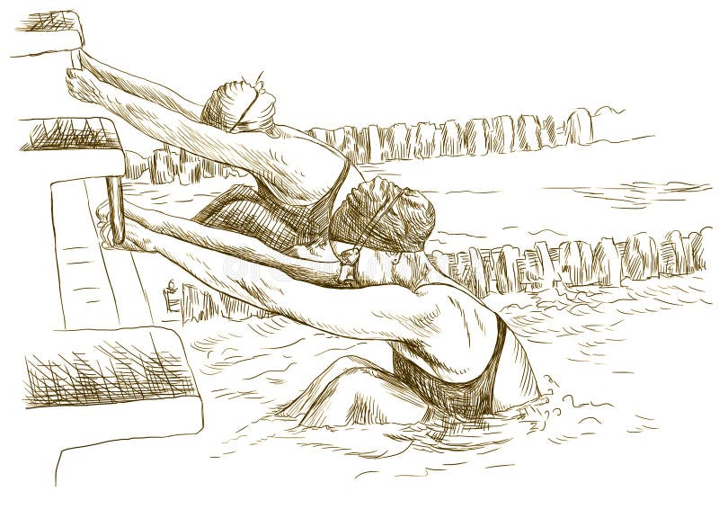 Swimming Vector Silhouette Illustration Stock Vector - Illustration of ...