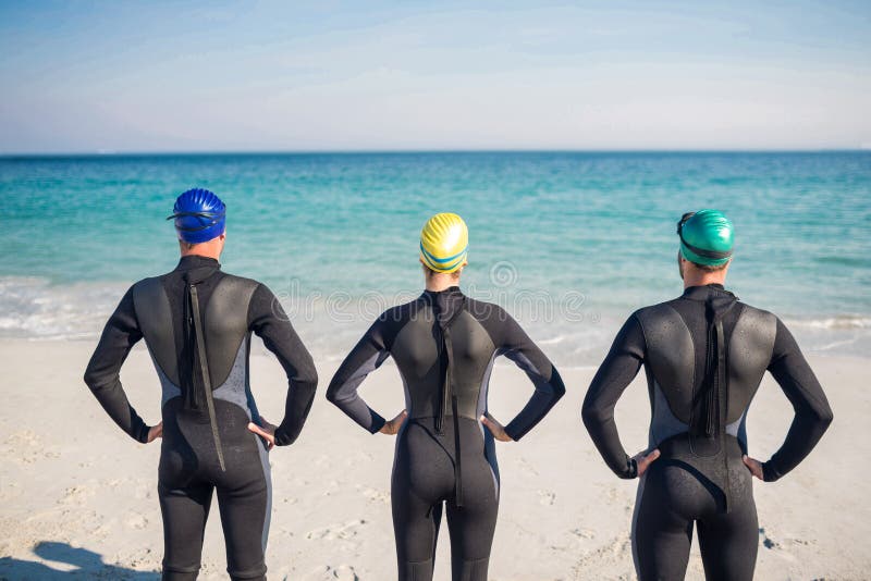 Swimmers Getting Ready at the Beach Stock Image - Image of vacation ...