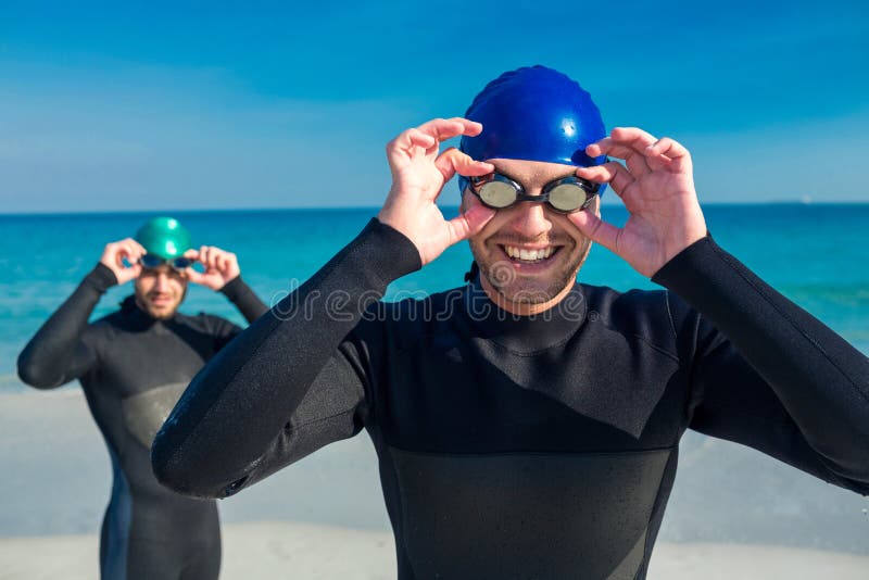 Swimmers Getting Ready at the Beach Stock Photo - Image of cheerful ...