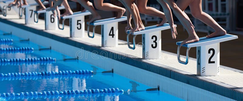 Swimmers on the Starting Block Stock Image - Image of sport, people ...