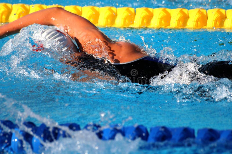 Little Girl Swimming Backstroke Stock Image - Image of heat, game: 1819827
