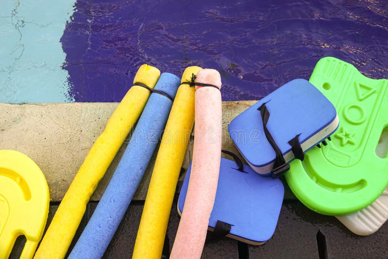 Swimming Aids for Children Learning To Swim Stock Image - Image of blue ...